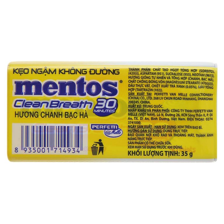 Mentos Lemon Mint Lozenges Candy 35g | Hong Phat Co., LTD