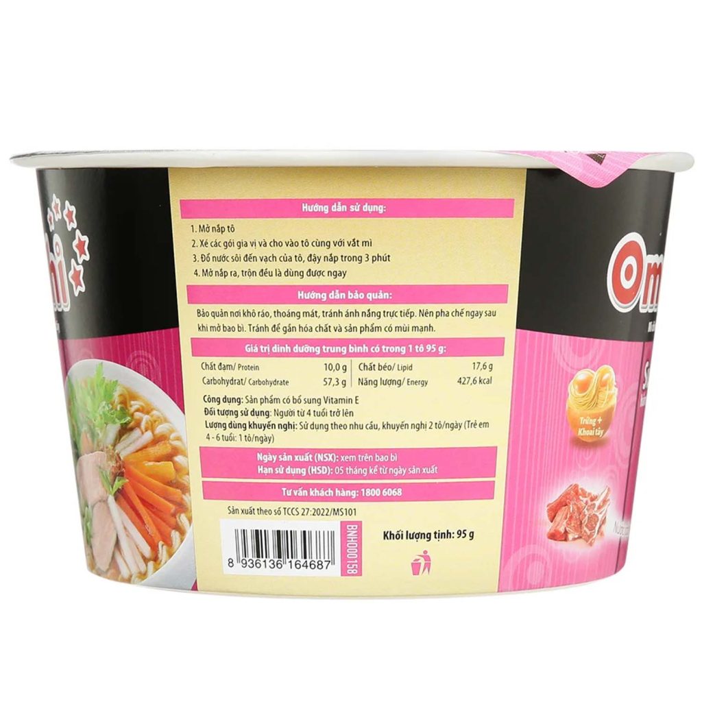 Omachi Five-Fruit Stewed Rib Instant Noodles Bowl 95g